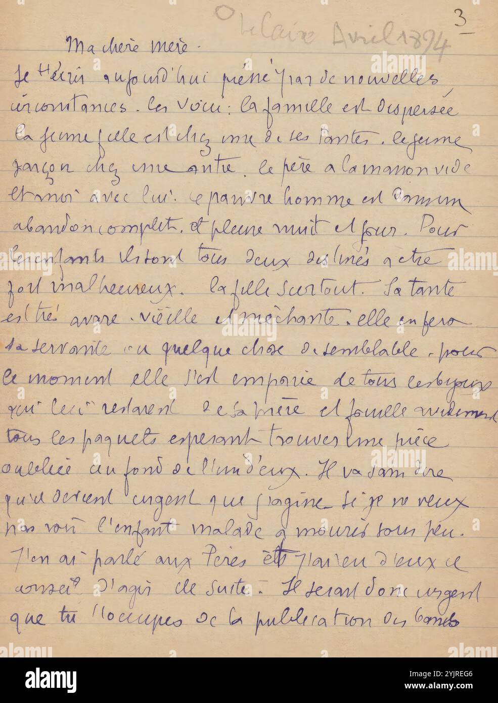 Letter to Héloïse Bernard-Bodin, letter, Letter dated Avril 1894 in ...