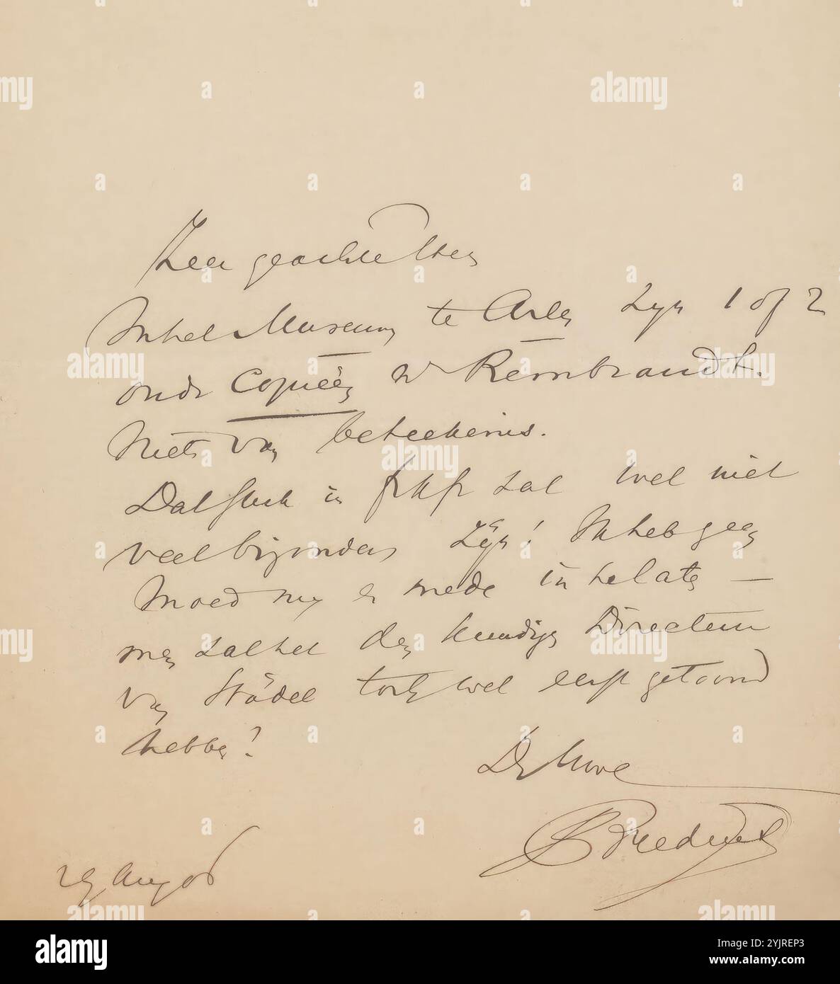 Letter to Philip Zilcken, writer: Abraham Bredius, The Hague, 29-Aug ...