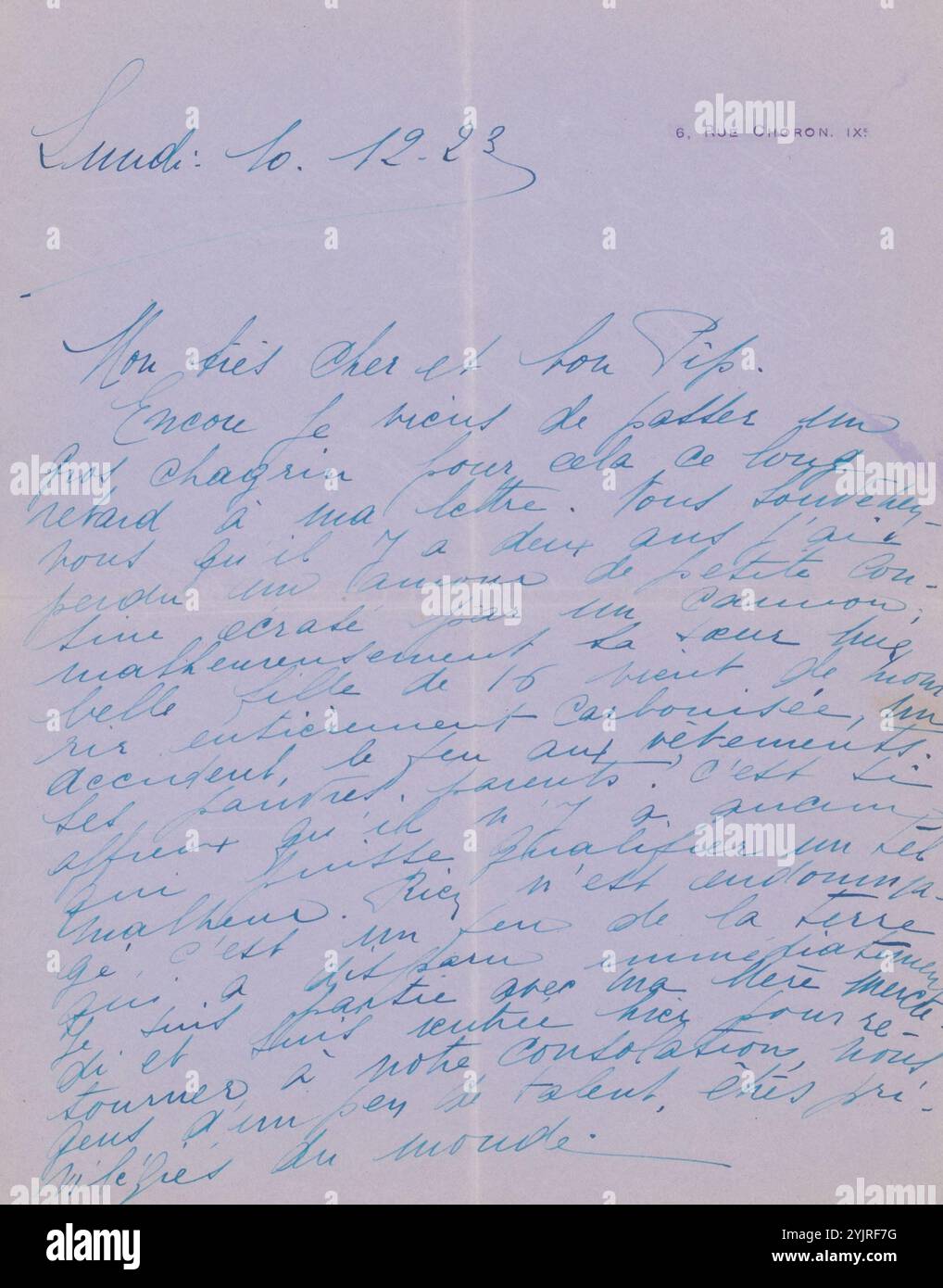 Letter to Philip Zilcken, writer: Rose Imel, Paris, 10-Dec-1923, paper ...