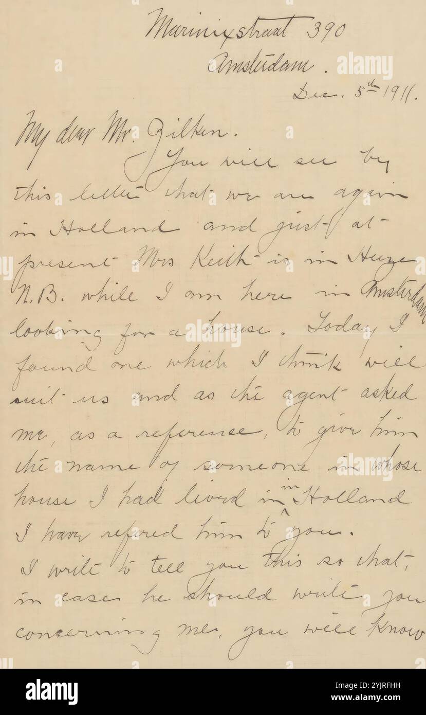 Letter to Philip Zilcken, writer: Walter Castle Keith, Amsterdam, 5-Dec ...