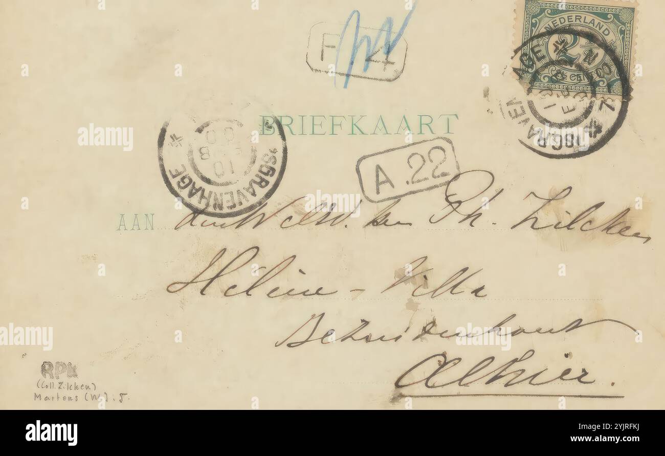 Postcard to Philip Zilcken, postcard, writer: Willy Martens, The Hague ...