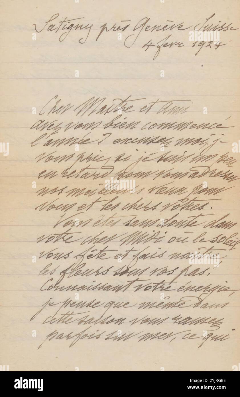 Letter to Philip Zilcken, writer: Alphonse Stengelin, Satigny, 4-Feb ...