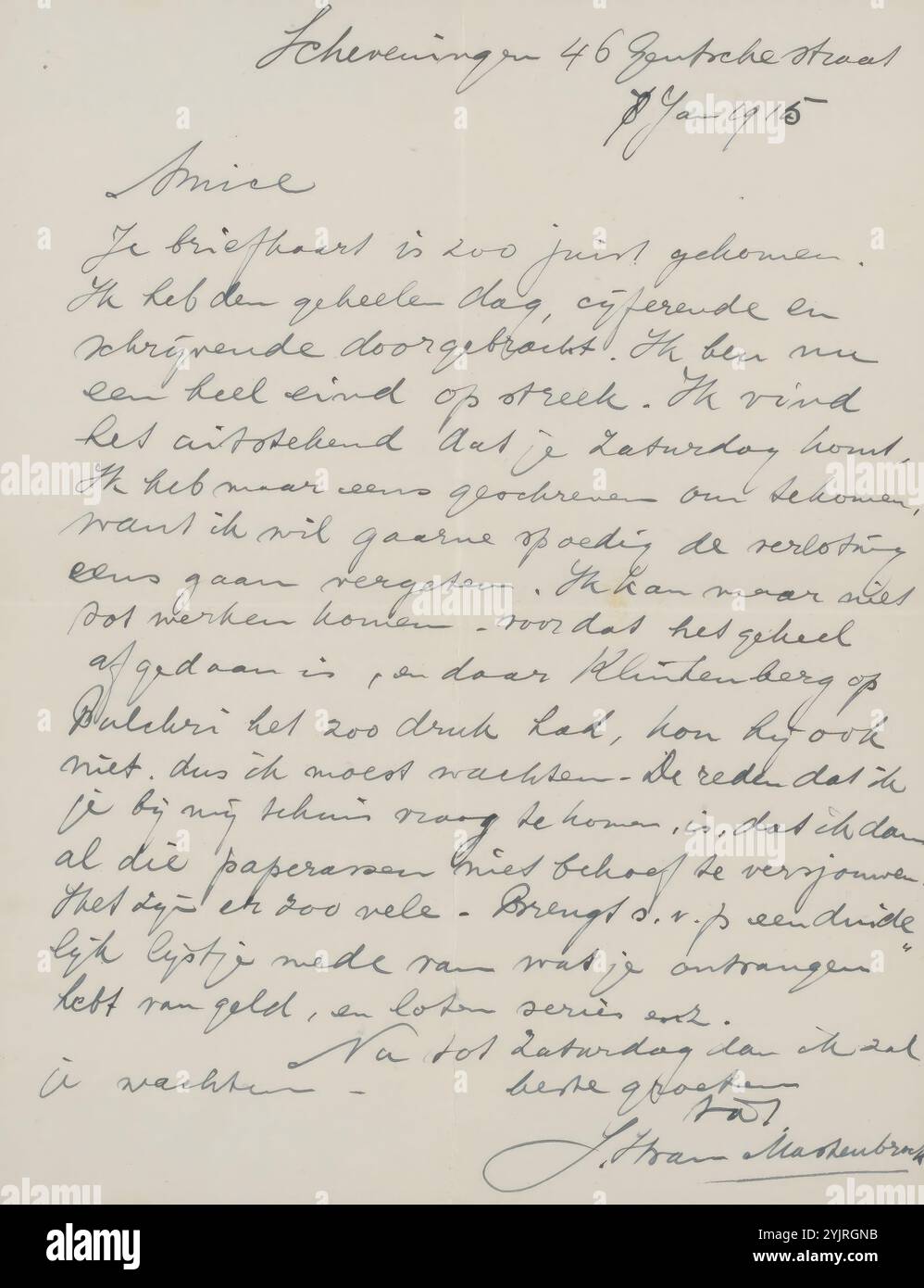 Letter to Philip Zilcken, writer: Johan Hendrik van Mastenbroek ...