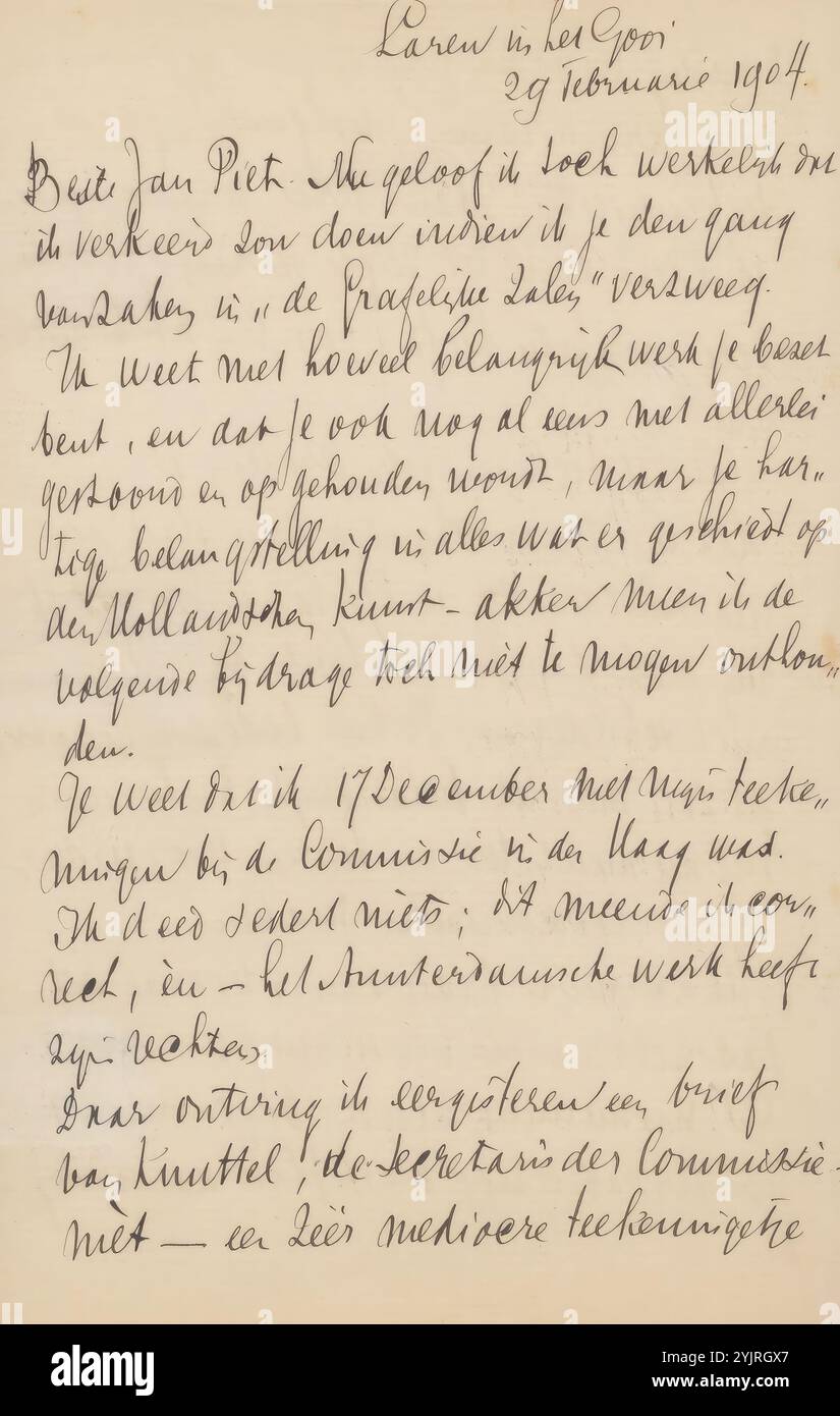 Letter to Jan Veth, writer: Antoon Derkinderen, Laren, 29-Feb-1904 ...