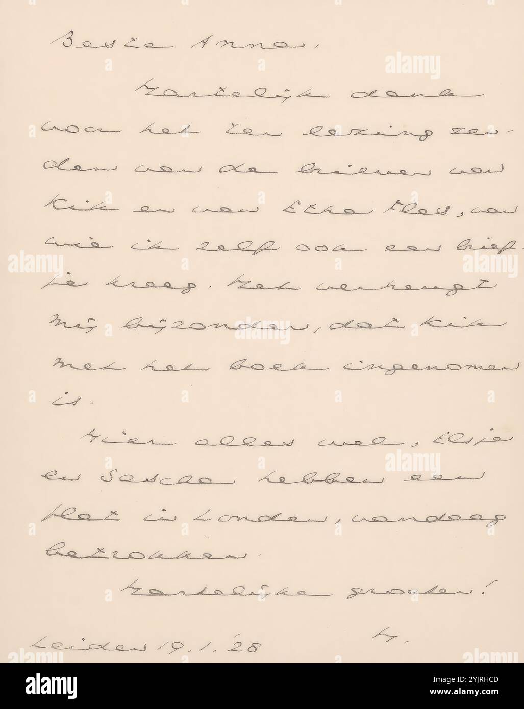 Letter to Anna Dorothea Dirks, letter, writer: Johan Huizinga, Leiden ...