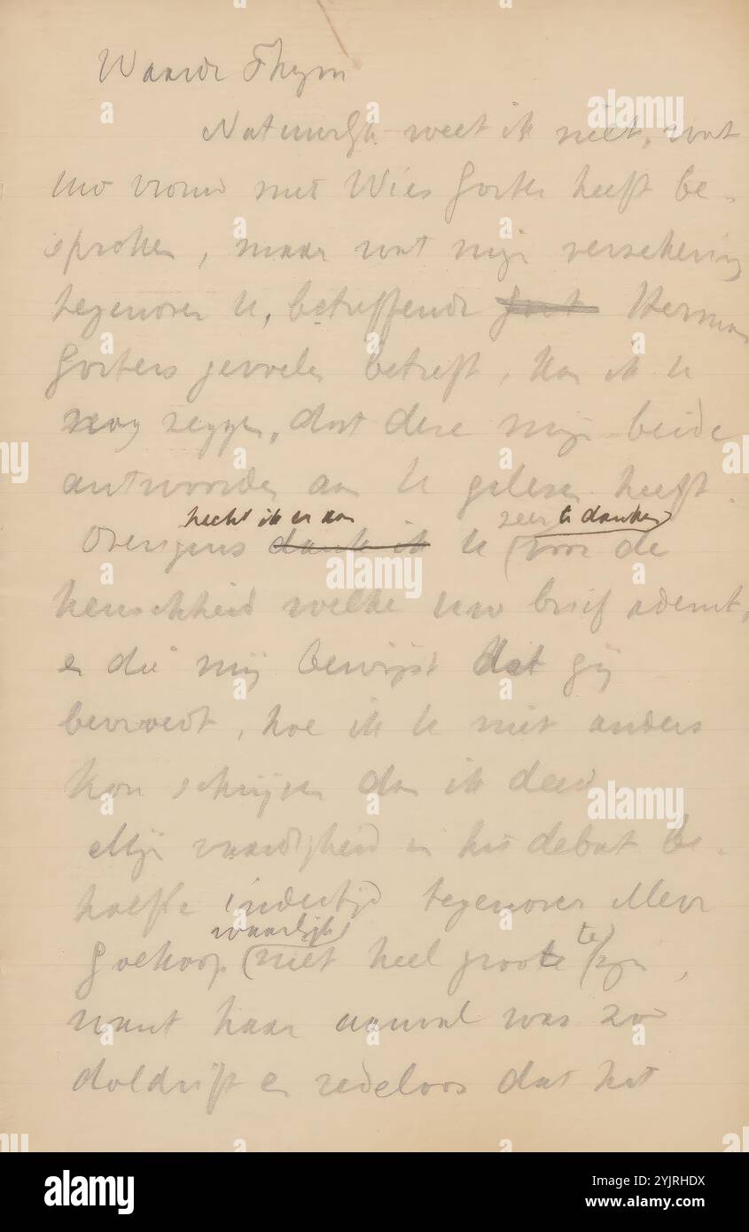 Letter to Lodewijk van Deyssel, printed, writer: Jan Veth, in or after ...