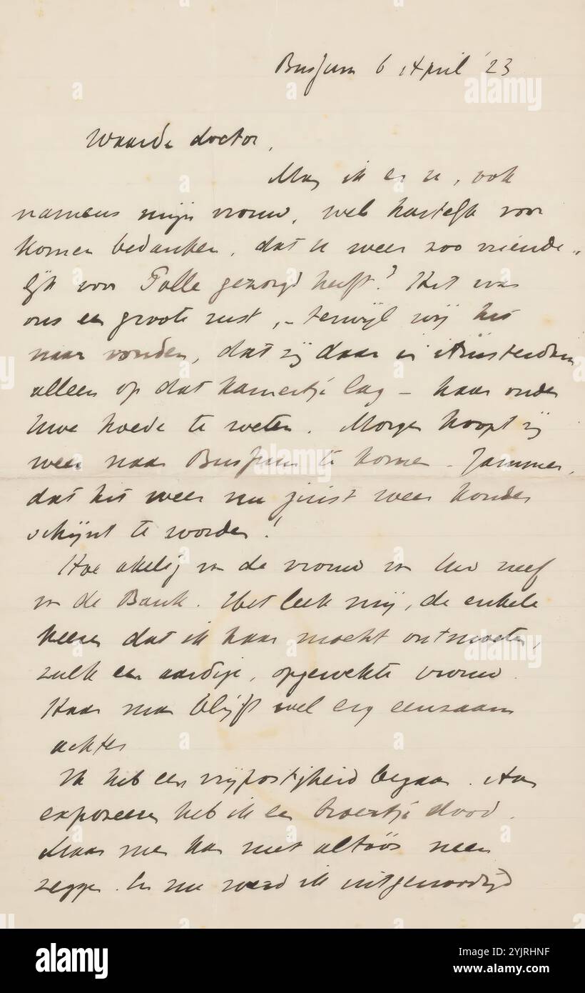 Letter to C.C. Delprat, writer: Jan Veth, Bussum, April 6, 1923, lined ...
