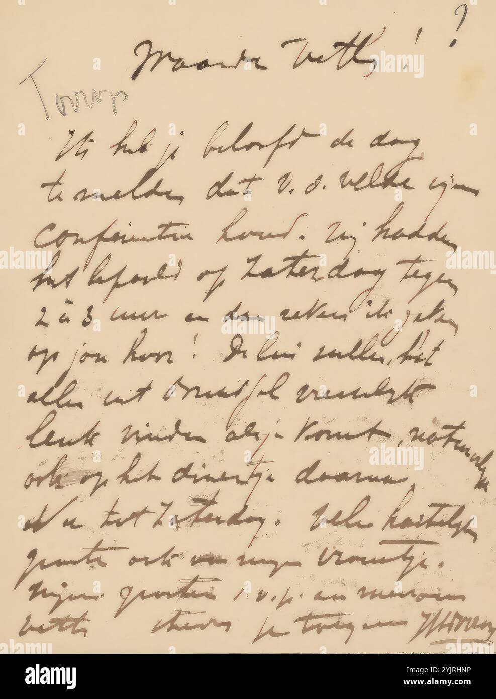 Letter to Jan Veth, writer: Jan Toorop, 1874 - 1925, paper ink, writing ...