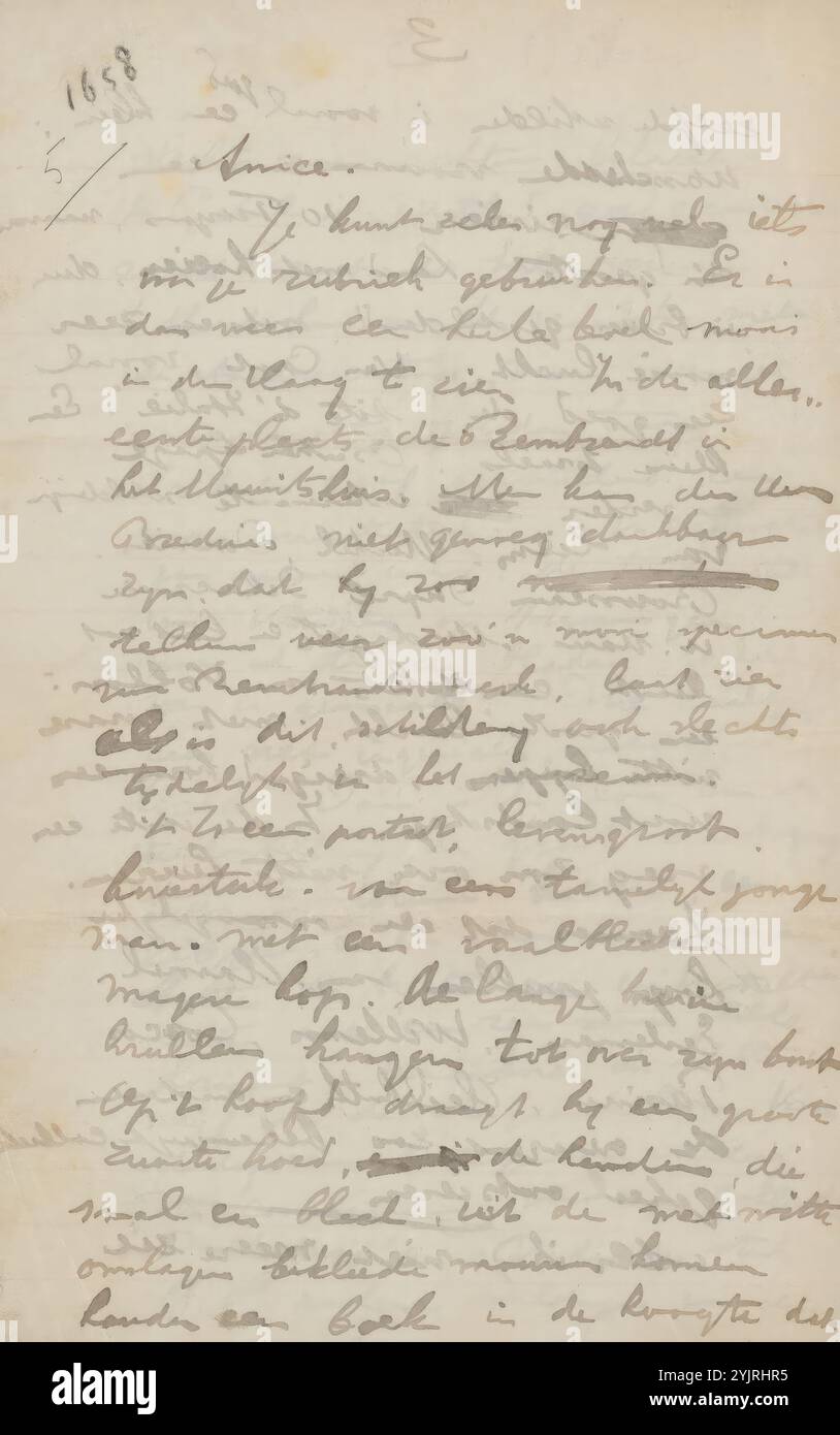 Letter to Jan Veth, writer: Marius Bauer, 1877 - 1925, lined paper ink ...