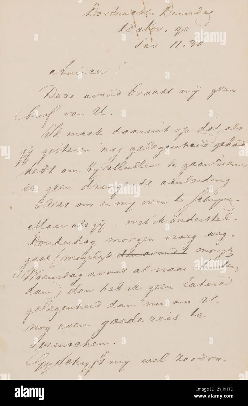 Letter to Jan Veth, writer: M.C. Lebret, Dordrecht, 18-nov-1890, paper ...