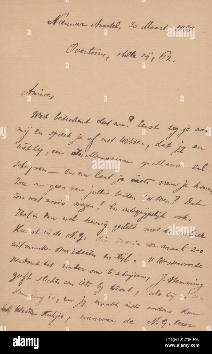 Letter to Jan Veth, writer: Willem Kloos, Amsterdam, 20-Mar-1888, paper ...