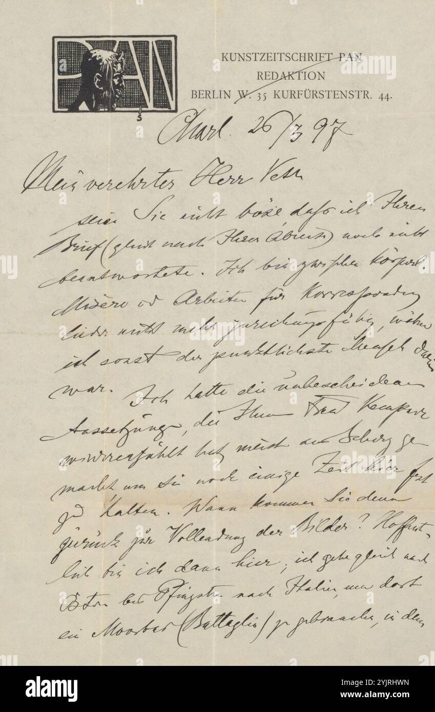 Letter to Jan Veth, writer: Wilhelm von Bode, Charlottenburg, 26-Mar ...