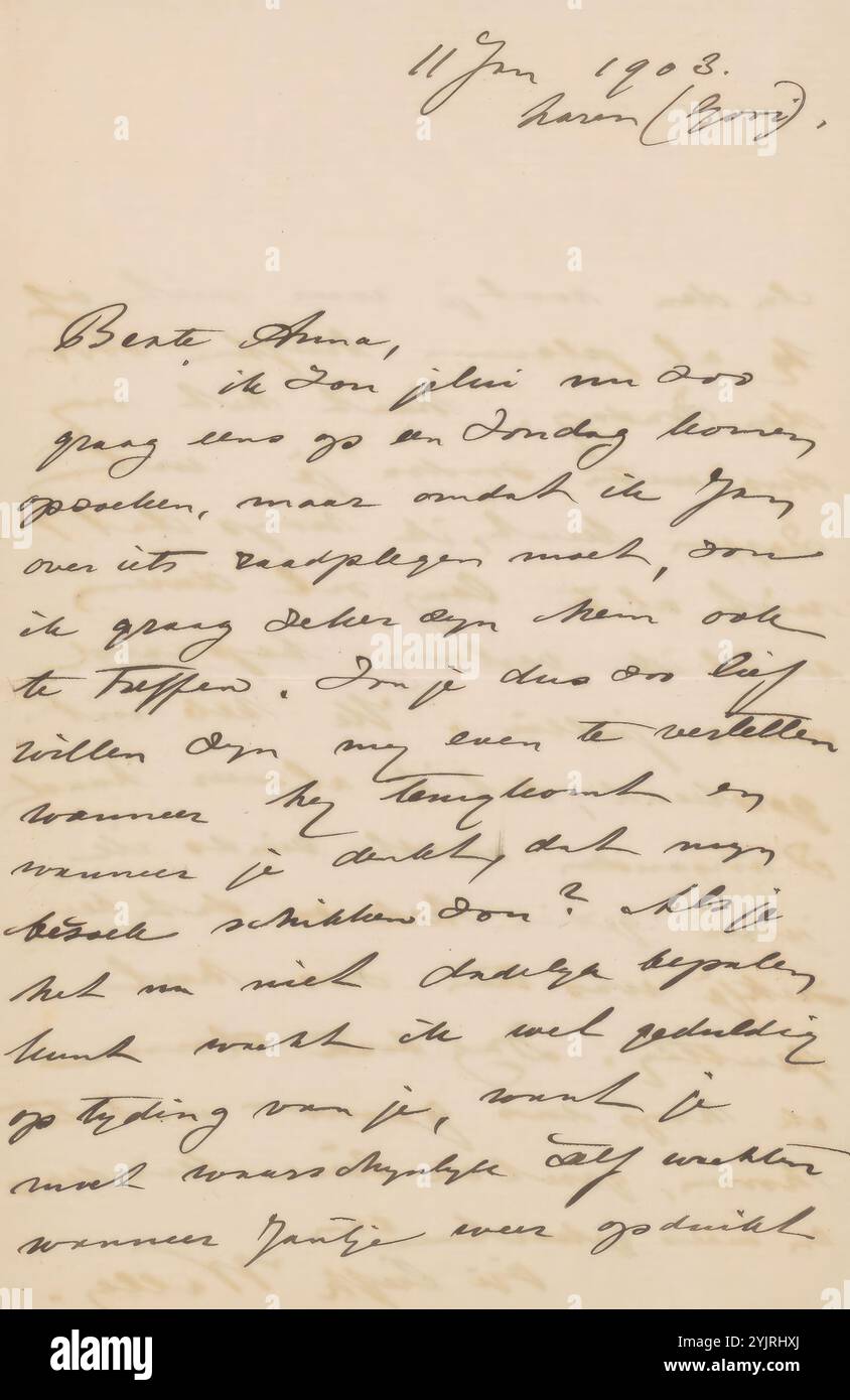 Letter to Anna Dorothea Dirks, printed, writer: Wally Moes, Laren, 11 ...