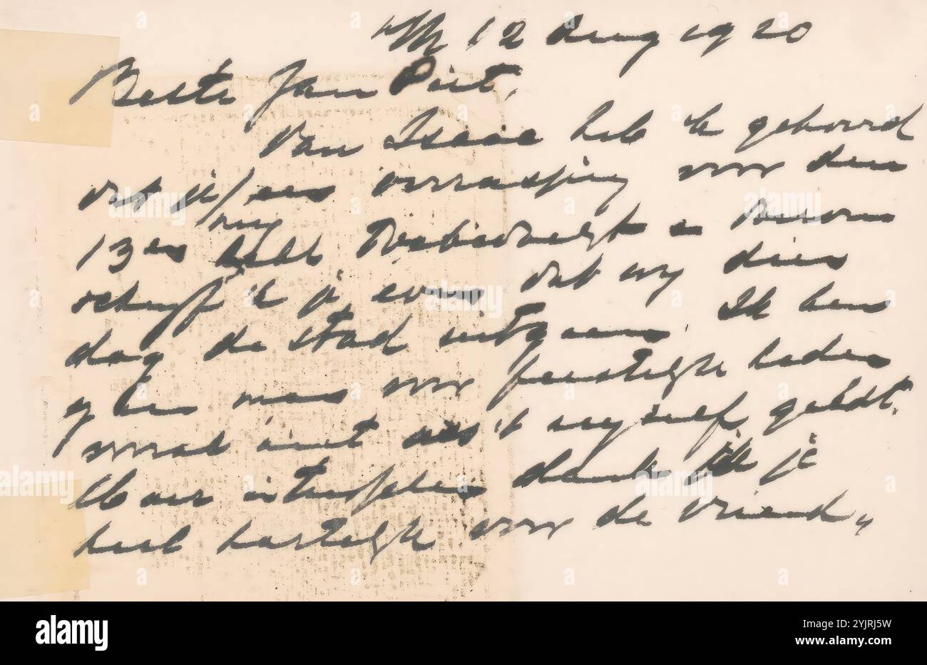 Letter to Jan Veth, writer: Willem Witsen, 12-Aug-1920, cardboard ink ...