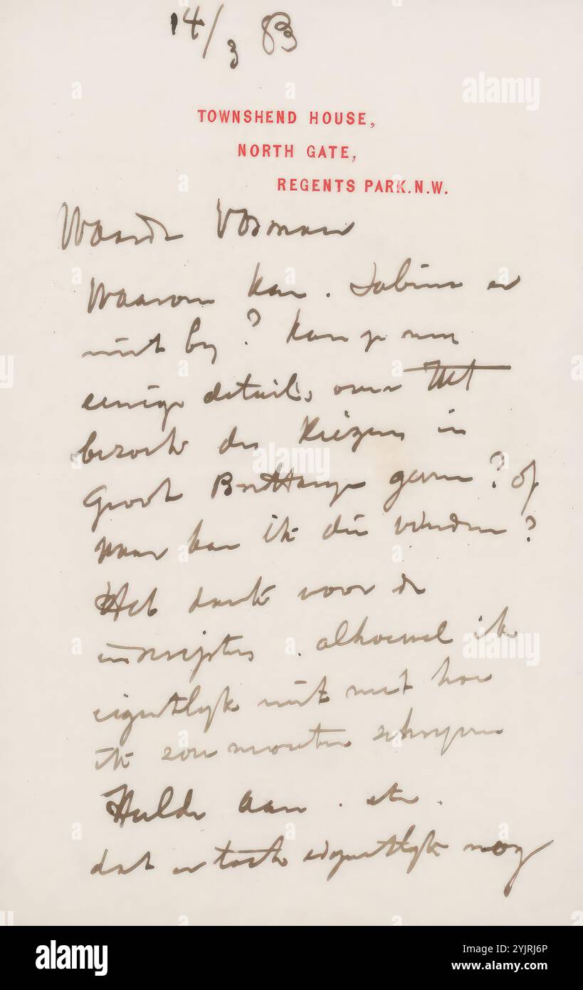 Letter to Carel Vosmaer, printed, writer: Lourens Alma Tadema, London ...