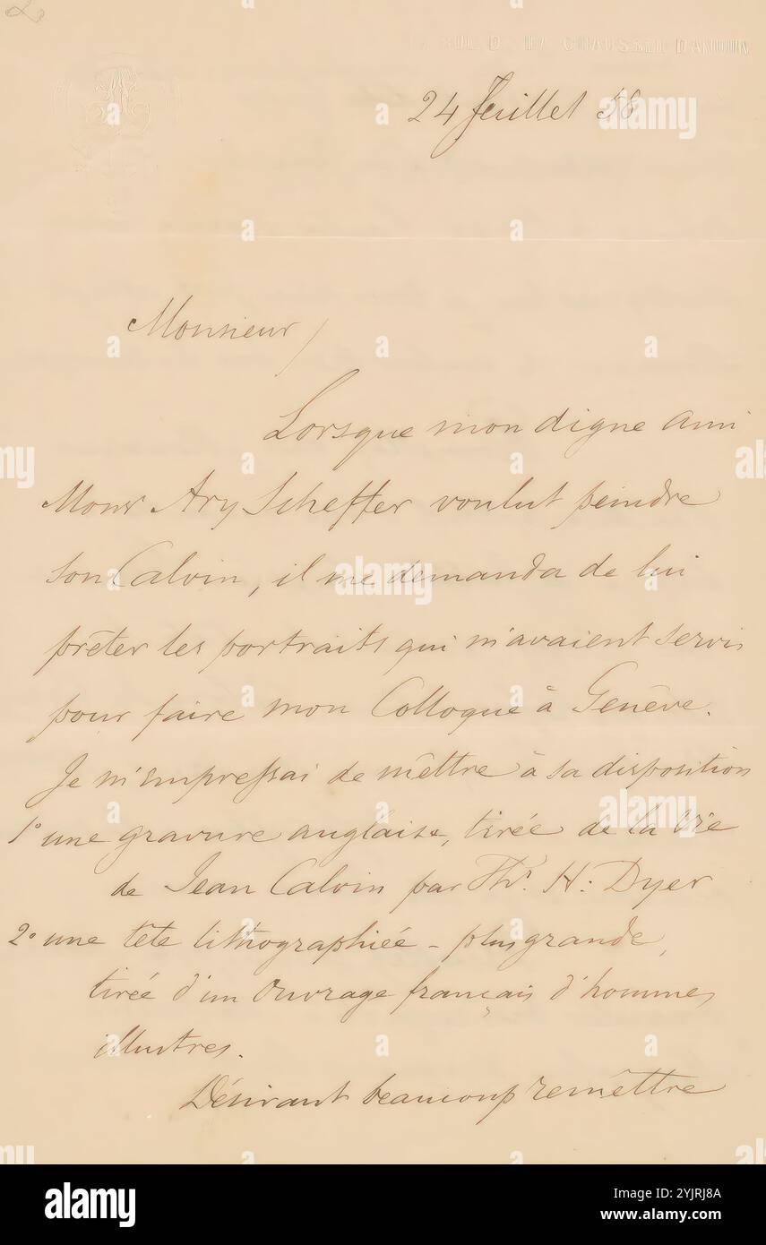 Letter to Ary Johannes Lamme, printed, writer: Pierre Antoine Labouchère, 24-Jul-1858, paper ink ...