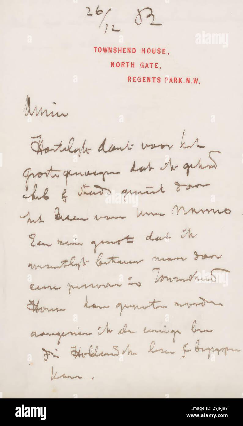 Letter to Carel Vosmaer, printed, writer: Lourens Alma Tadema, London ...