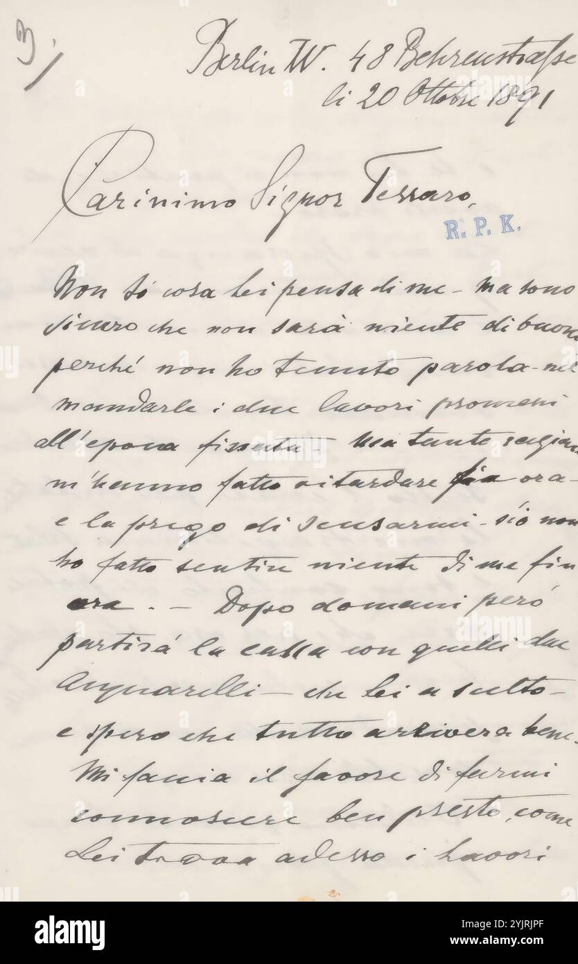 Letter to Filippo Tessaro, printed, writer: Ludwig Johann Passini ...