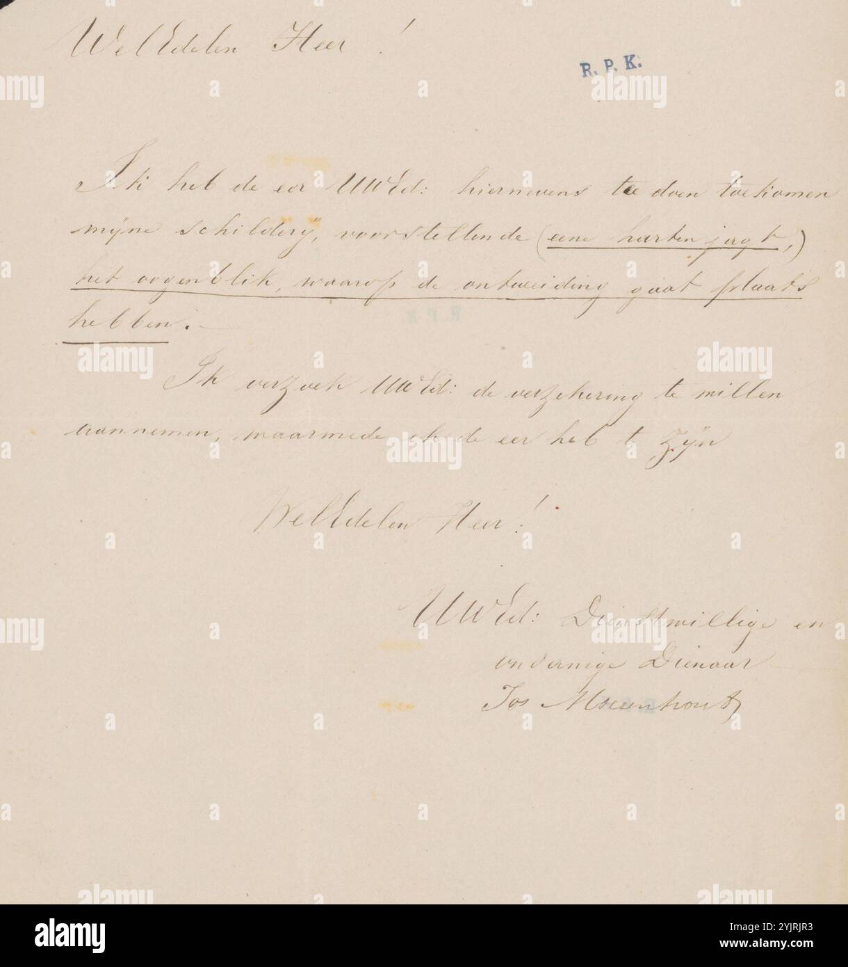 Letter to anonymous, writer: Joseph Moerenhout, The Hague, April 28 ...
