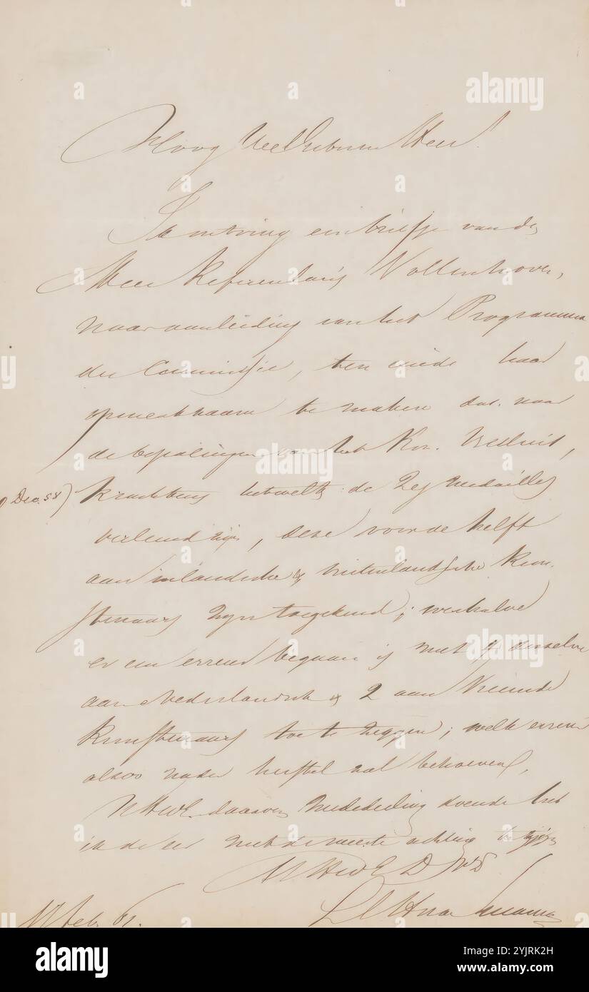 Letter to anonymous, letter, writer: Louis Charles Hora Siccama, 17-Feb ...