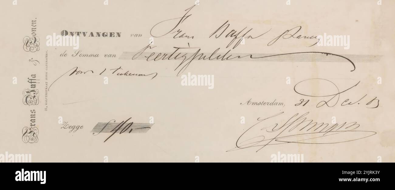 Receipt for Cornelis Springer, receipt, writer: Frans Buffa en Zonen ...