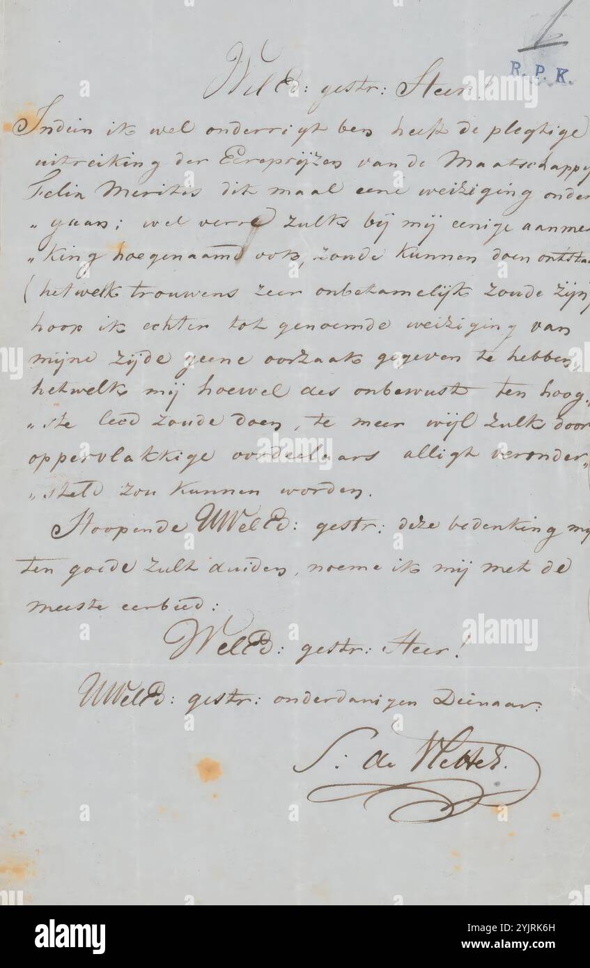 Letter to anonymous, letter, writer: Samuel de Vletter, 1826 - 1844 ...