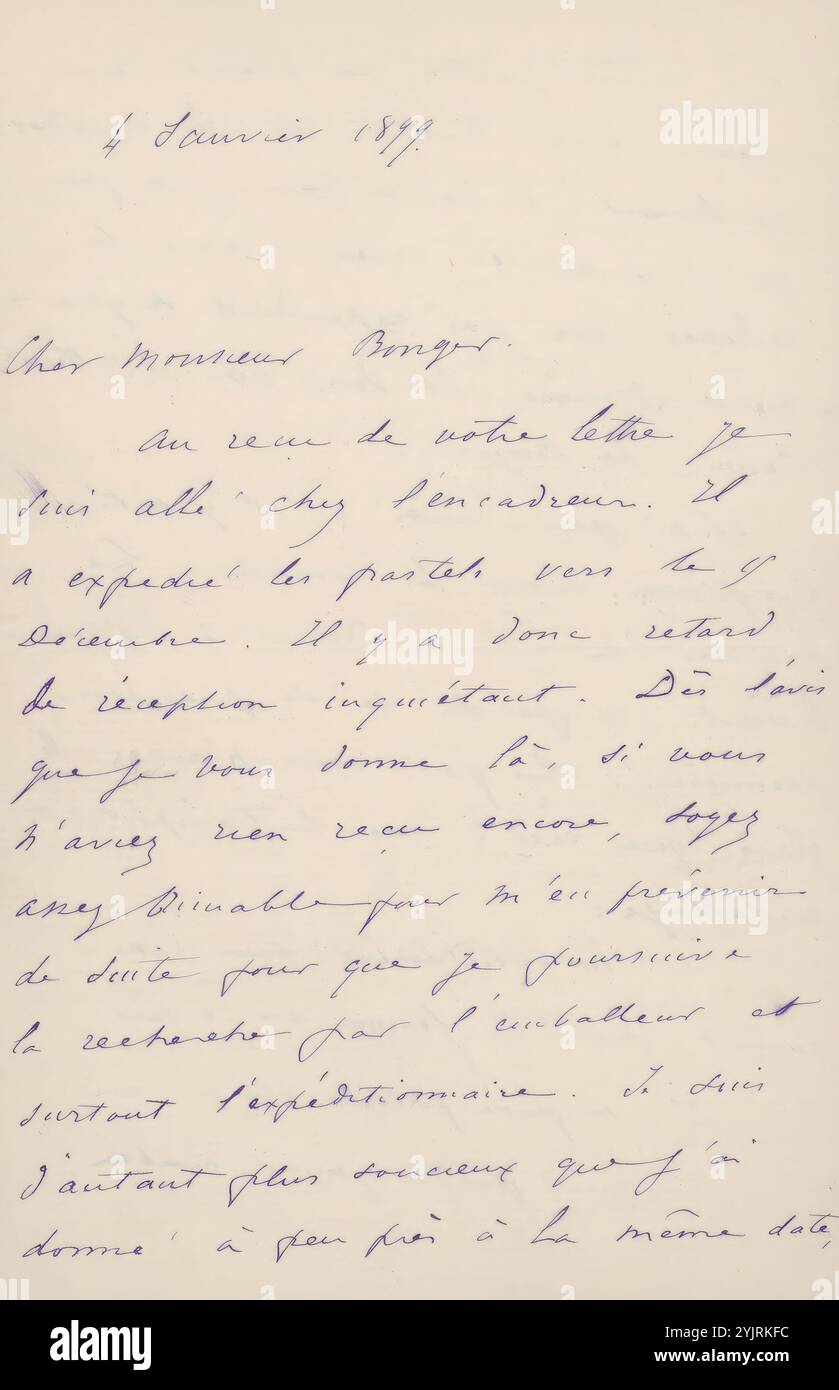 Letter to Andries Bonger, writer: Odilon Redon, Paris, in or before Jan ...