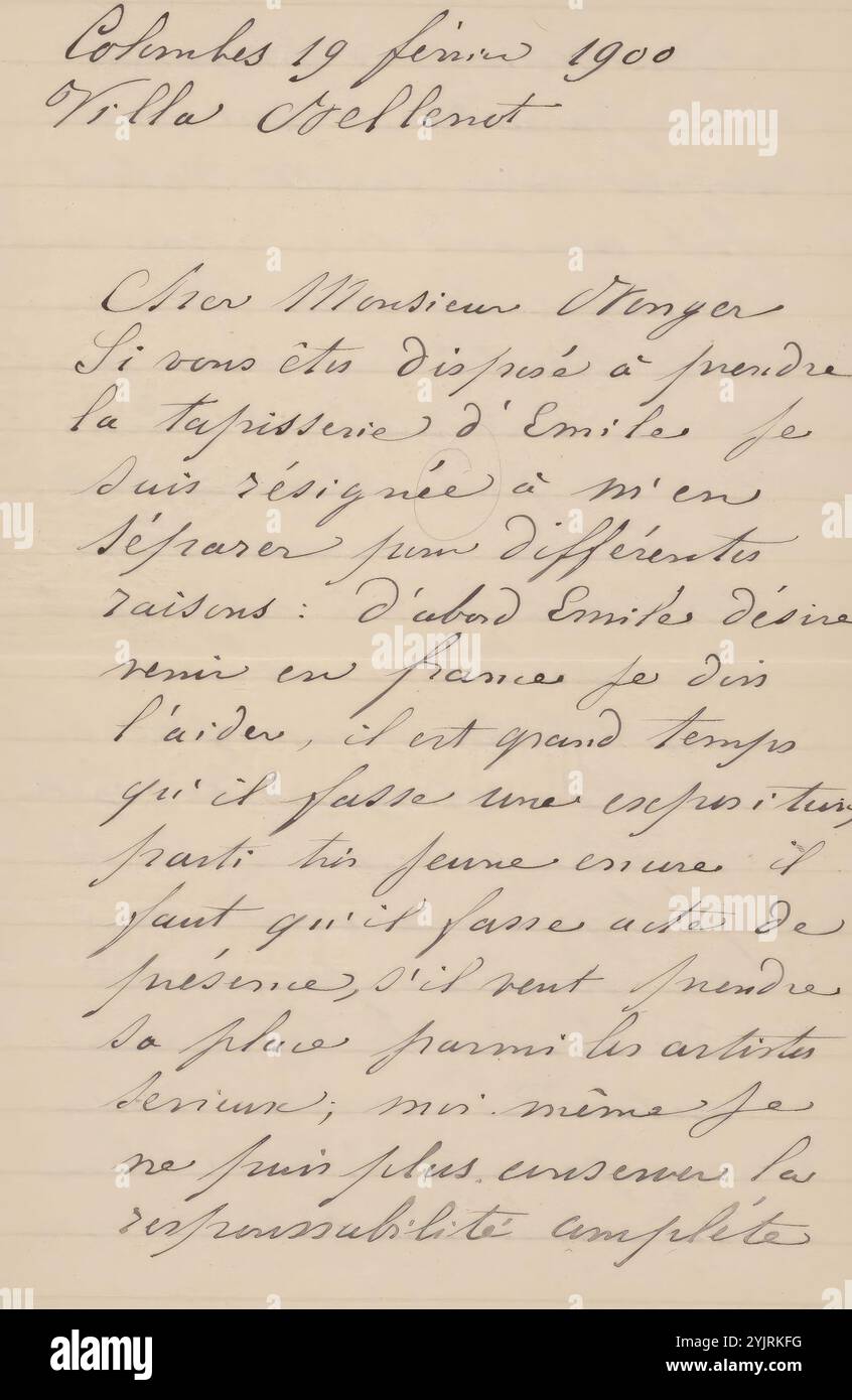 Letter to Andries Bonger, printed, writer: Héloïse Bernard, Colombes ...