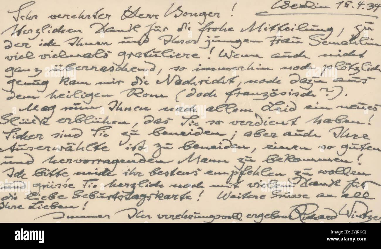 Letter to Andries Bonger, letter, writer: Richard Wintzer, Berlin ...