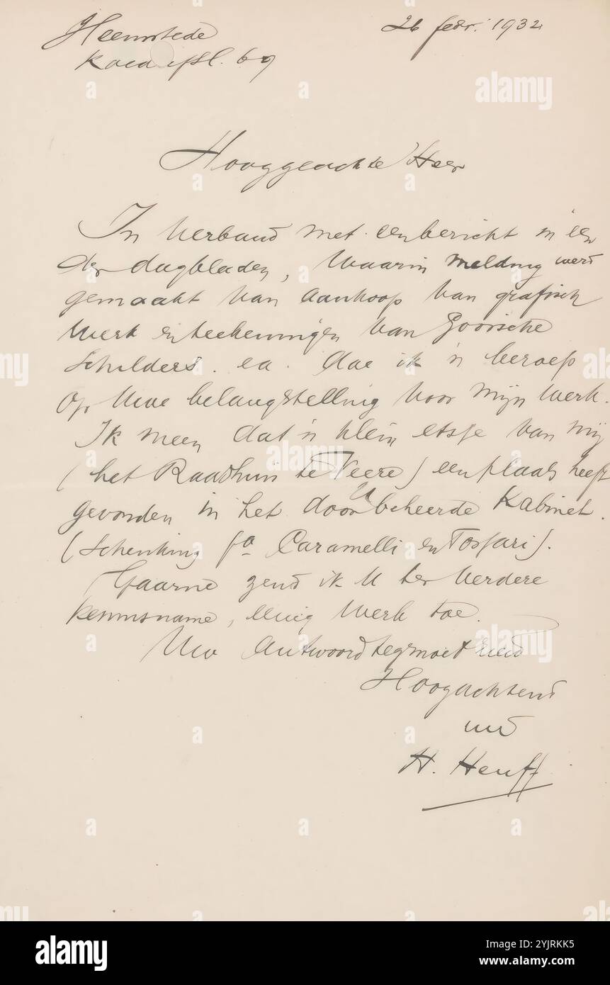 Letter to esquire Hendrik Teding van Berkhout (1879-1969), writer ...