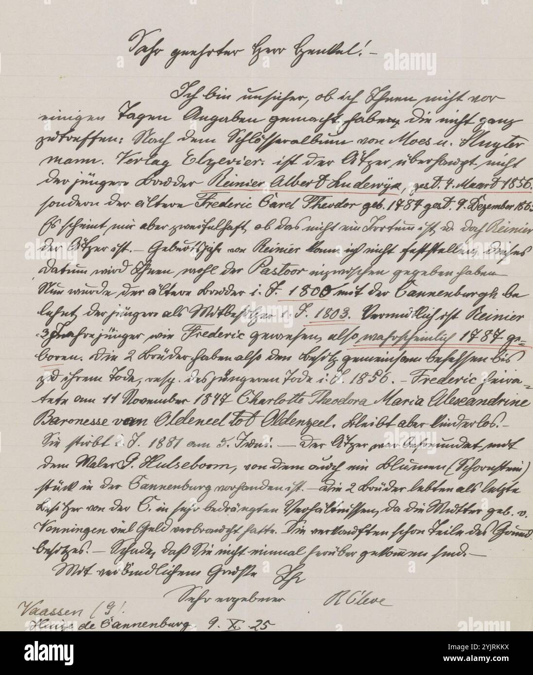 Letter to Max Dittmar Henkel, writer: R. Cleve, Vaassen, 9-Oct-1925 ...