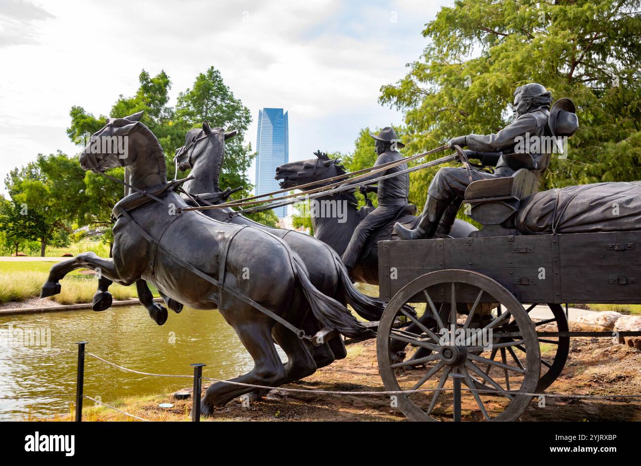 Oklahoma City, Oklahoma - A sculpture commemorates the Oklahoma Land ...