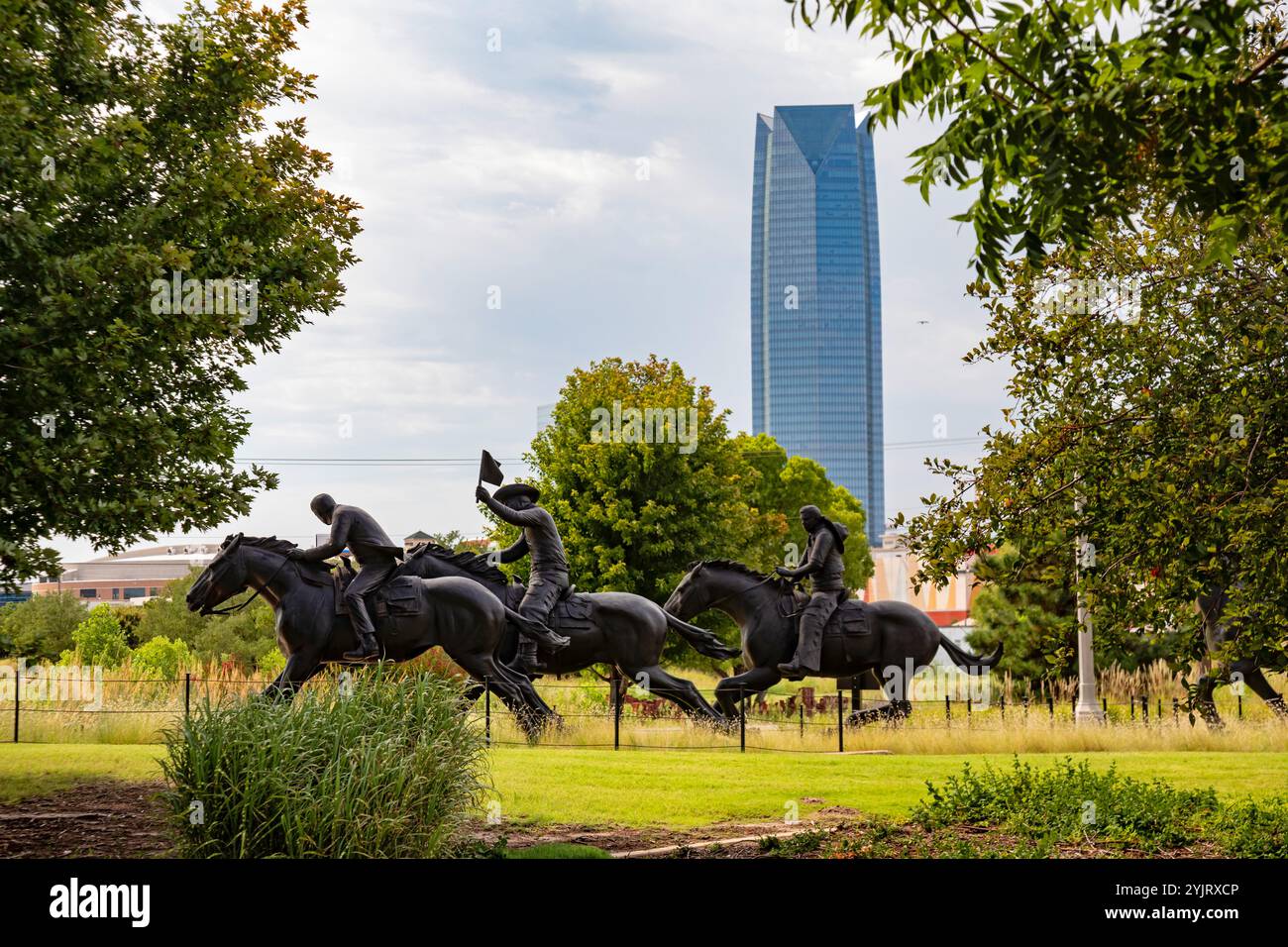 Oklahoma City, Oklahoma - A sculpture commemorates the Oklahoma Land ...