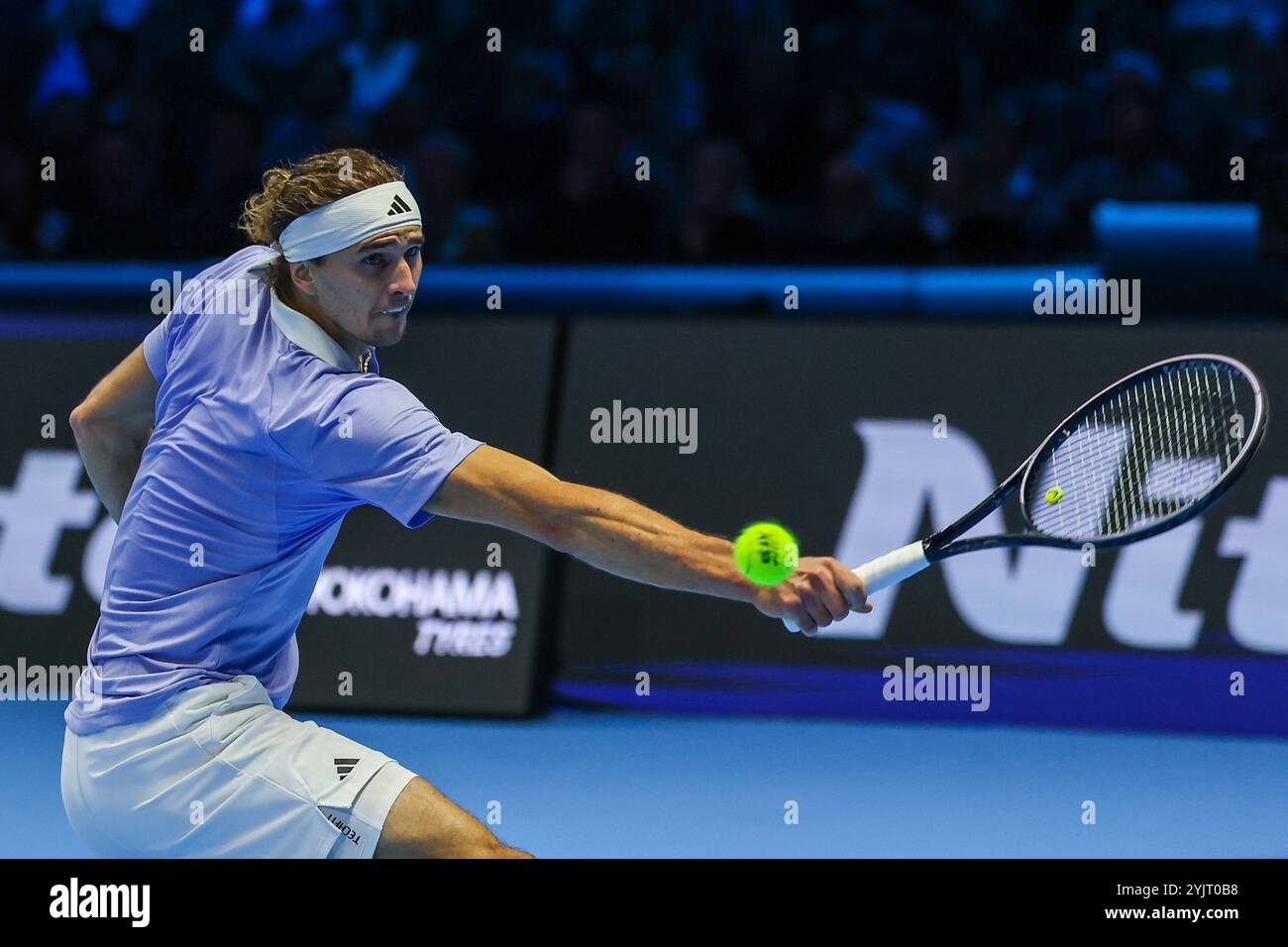 Alexander Zverev of Germany seen in actions during Men's Singles Group Stage match against ...
