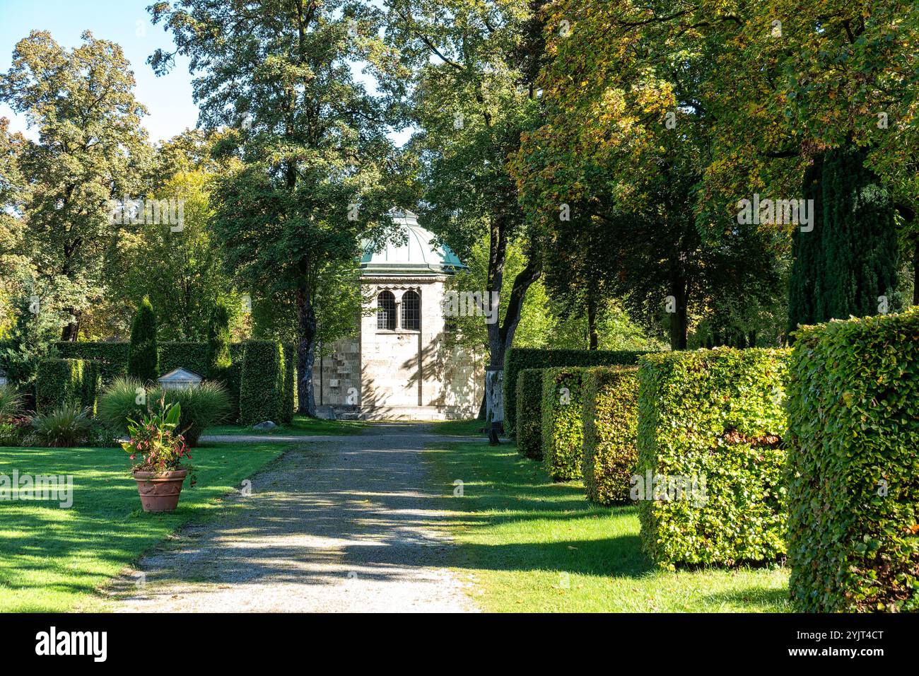 Autumn view of the Nordfriedhof, Northern Cemetery, with 34,000 burial ...