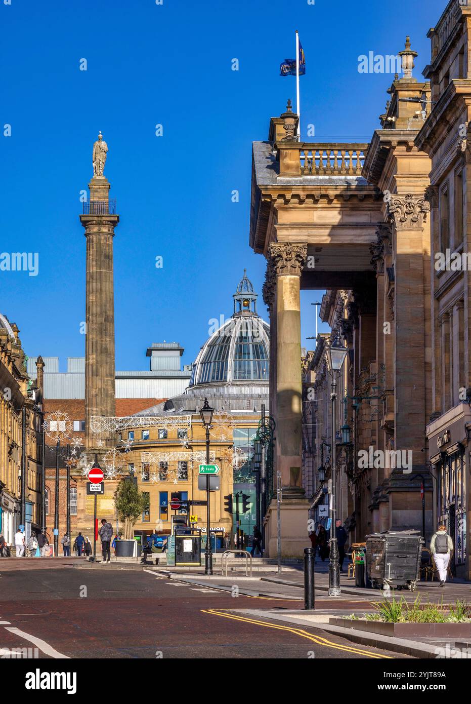 Daytime view looking along Grey Street in Newcastle upon Tyne following ...