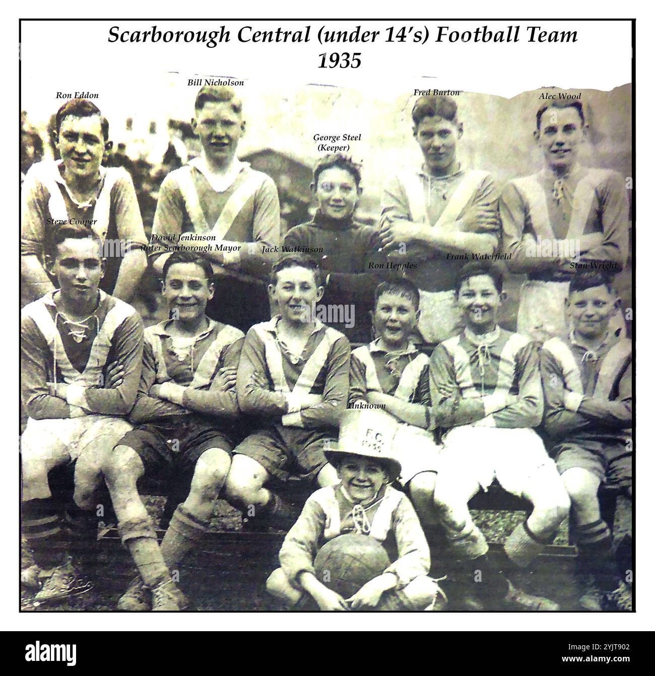 Scarborough, Yorkshire, UK, Central football team (under 14') with ...