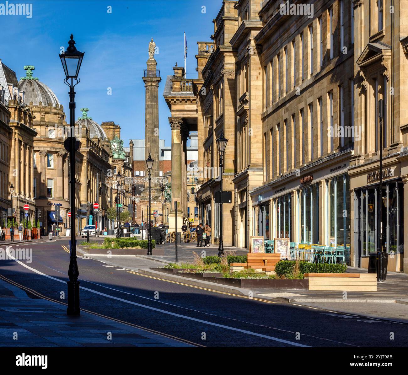 Daytime view looking along Grey Street in Newcastle upon Tyne following ...