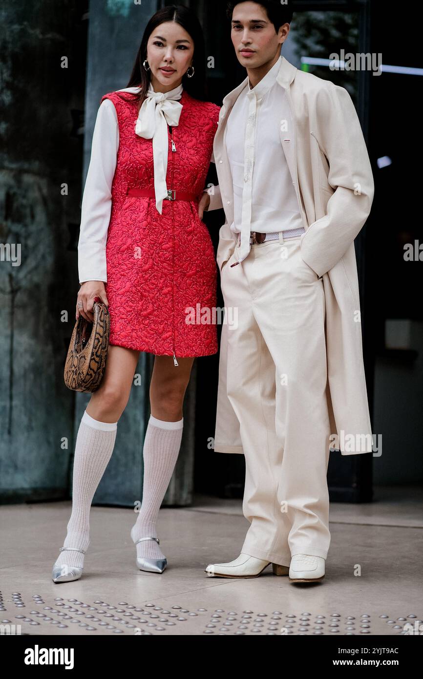 Paris, France. 30th Sep, 2024. Street style, Jihee Lee and Rafael ...