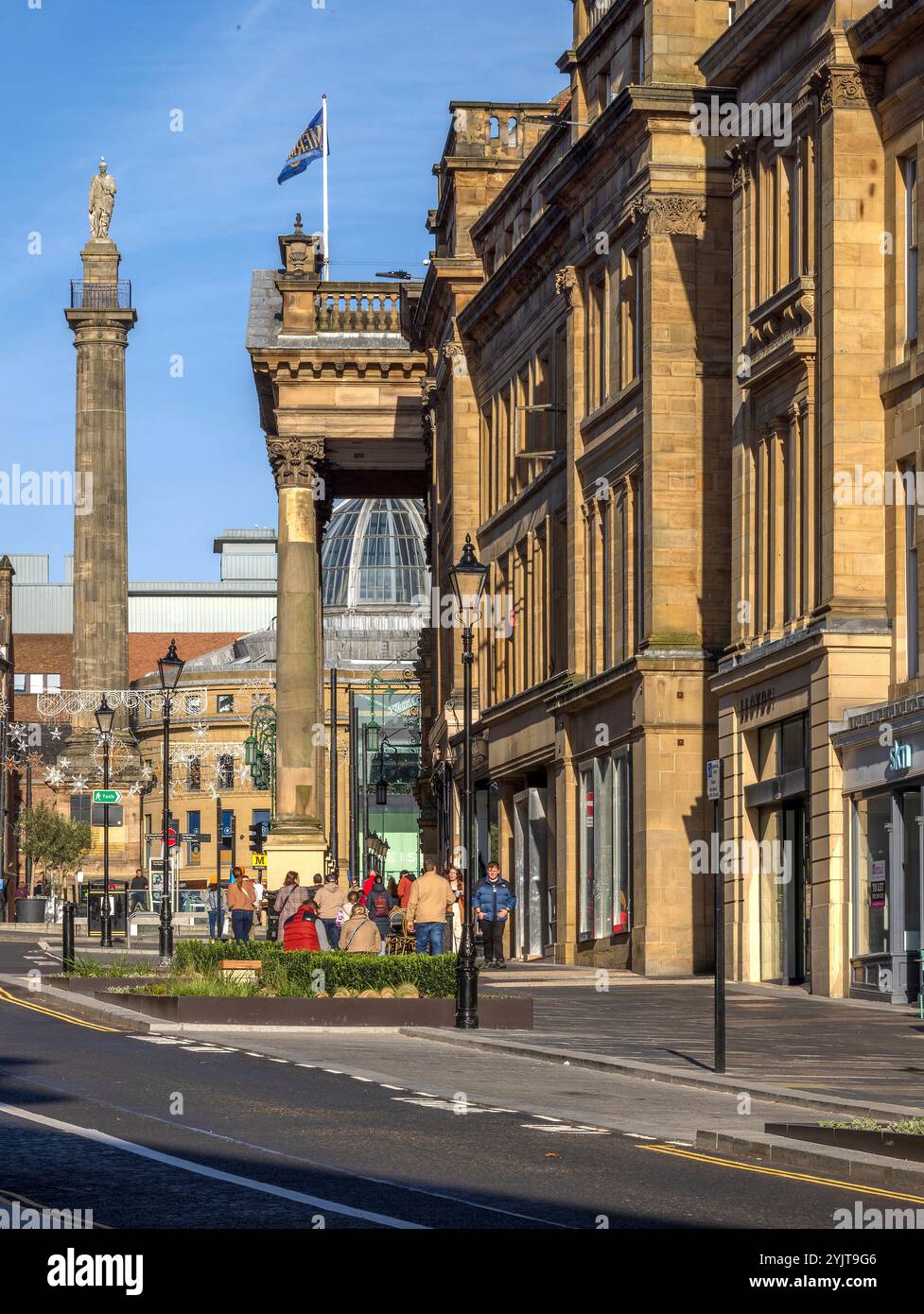 Daytime view looking along Grey Street in Newcastle upon Tyne following ...