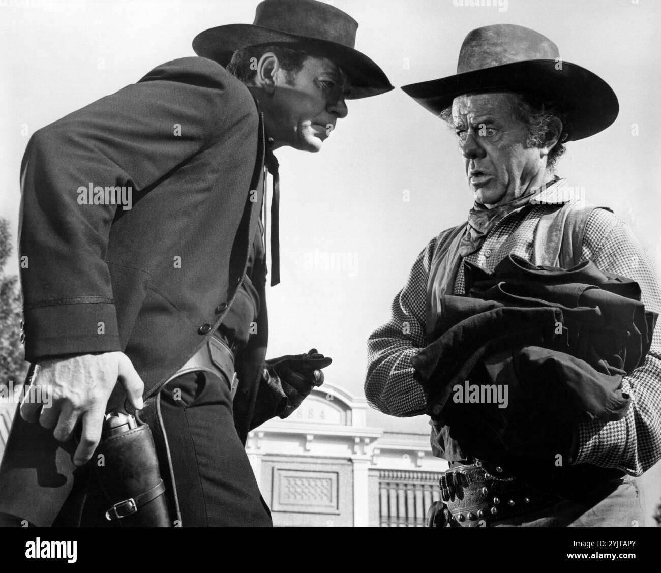 Claude Akins, Elisha Cook, Jr. , on-set of the western film, "The Great ...