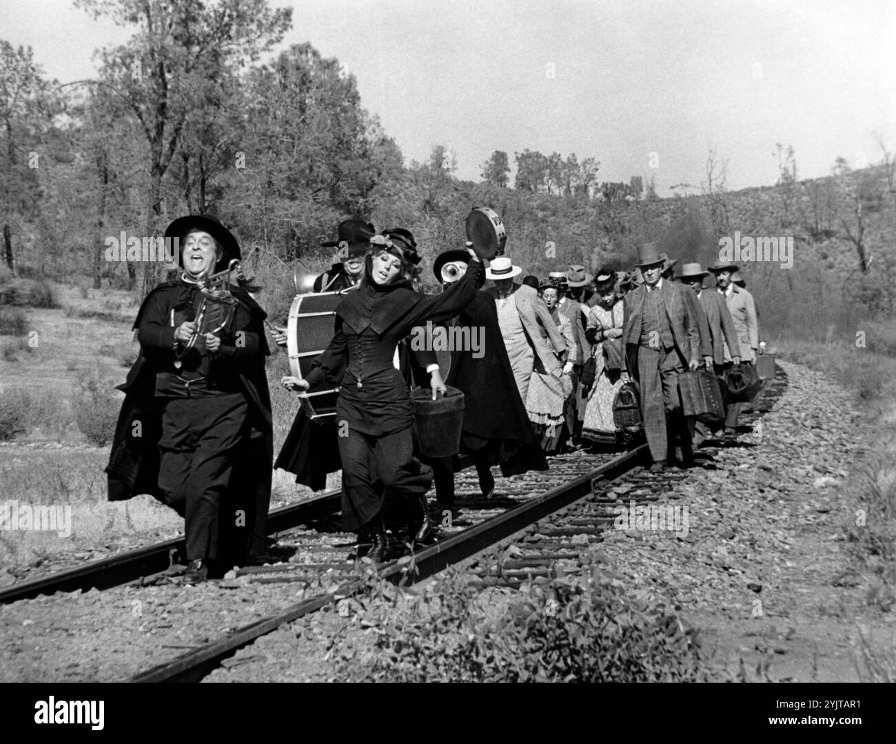 Zero Mostel, Kim Novak, on-set of the western film, "The Great Bank ...