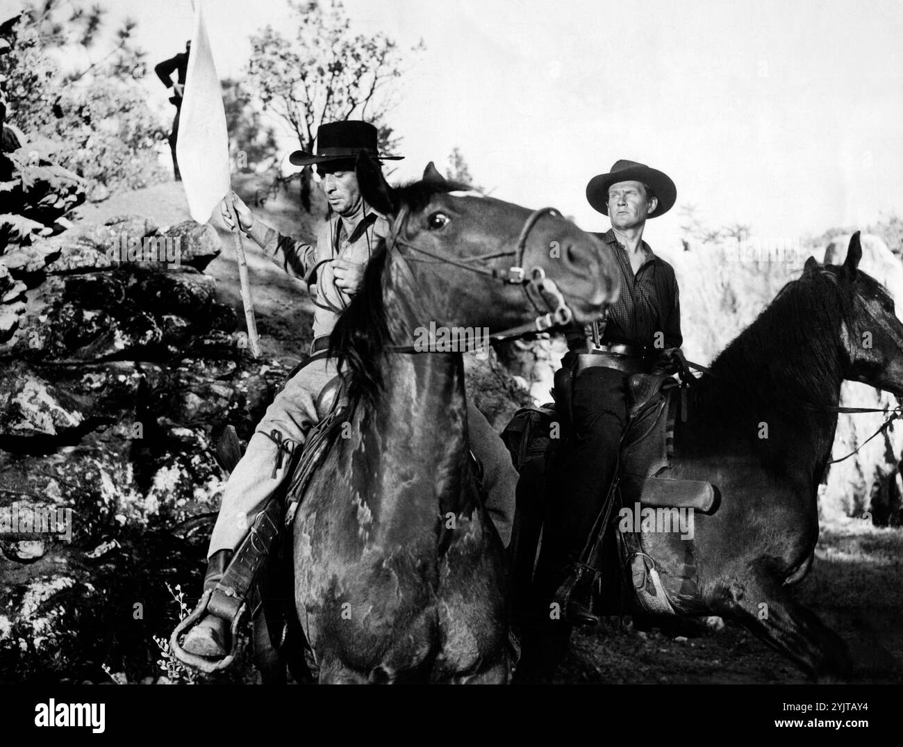 Macdonald Carey, Wendell Corey, on-set of the western film, "The Great ...