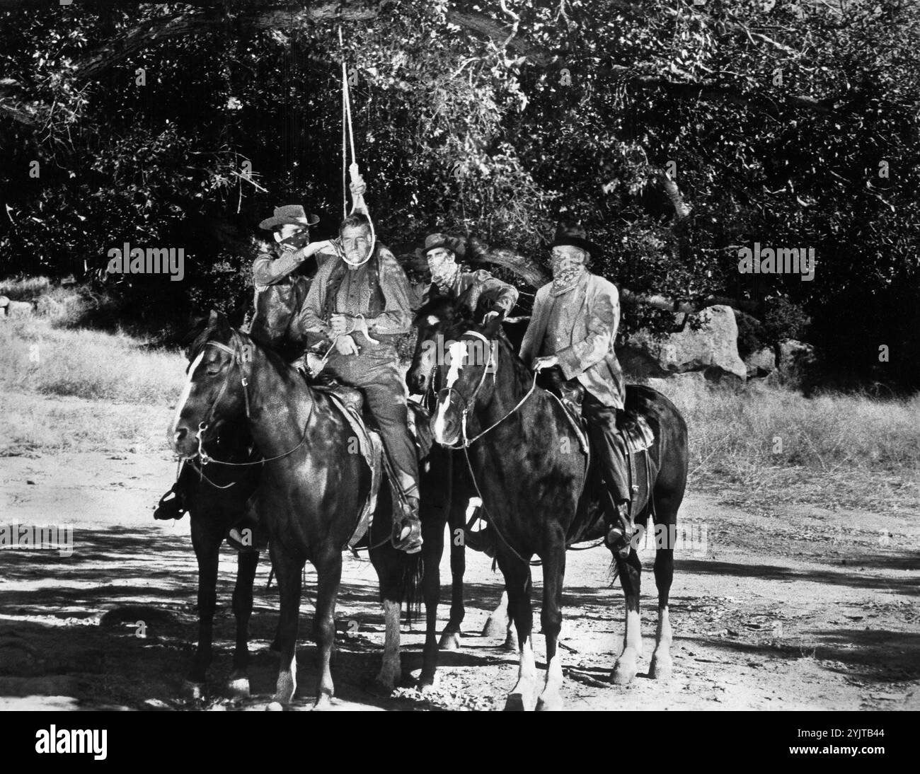 Boyd "Red" Morgan (being lynched), on-set of the western film ...