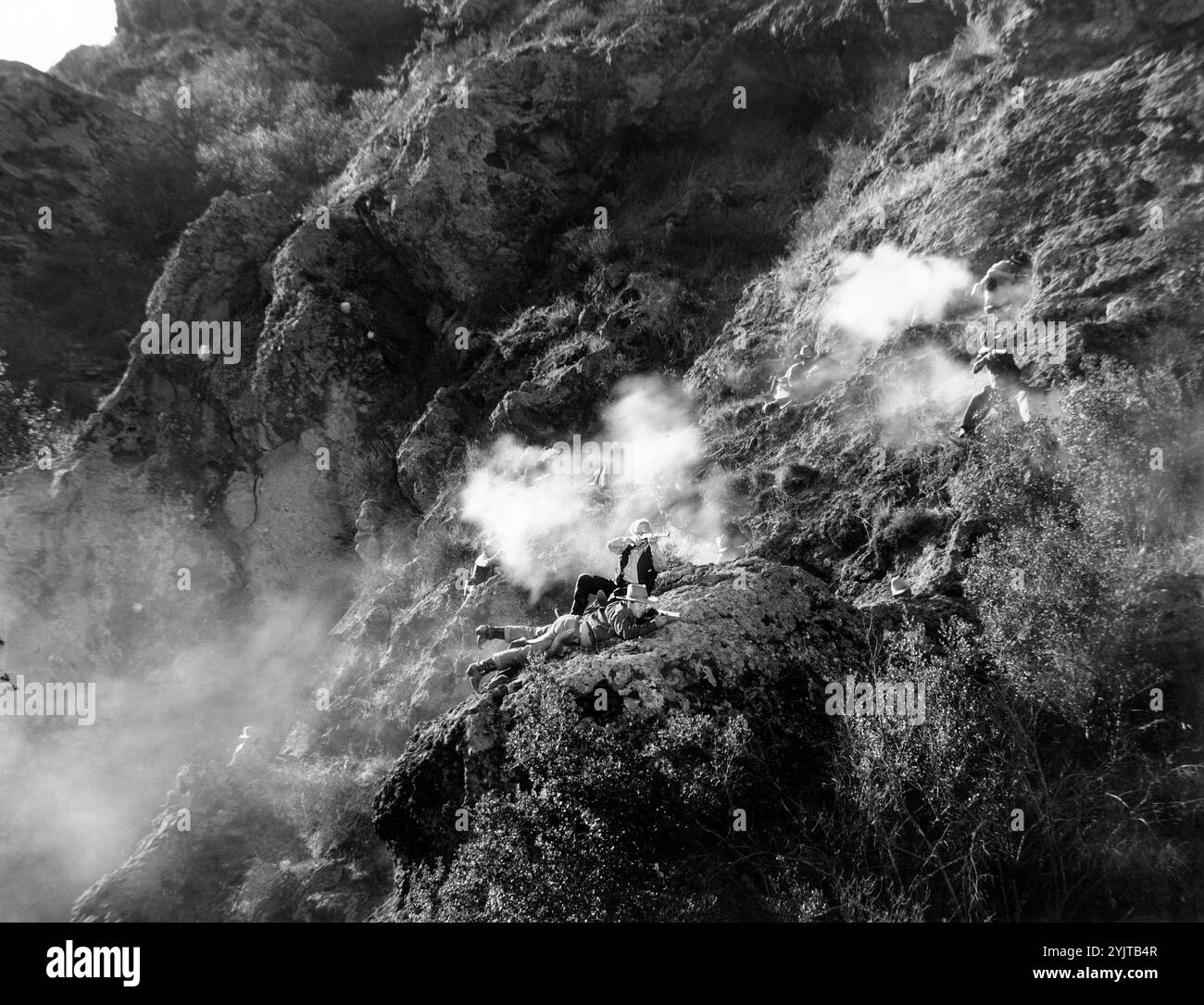 Eugene Pallette (center foreground), on-set of the western film, "Gun ...