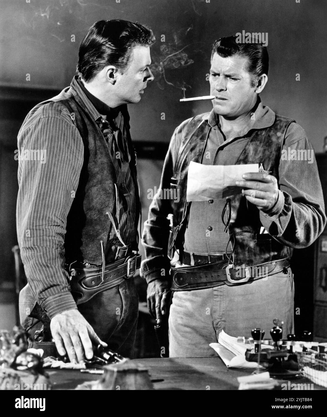 John Clarke, James Brown, on-set of the western film, "Gun Street ...