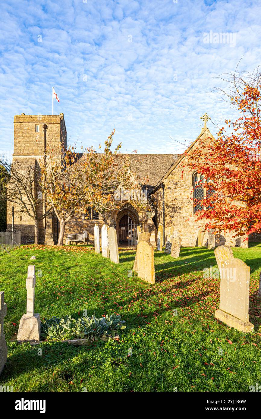The 15th century church of St Mary in the Cotswold village of Icomb ...