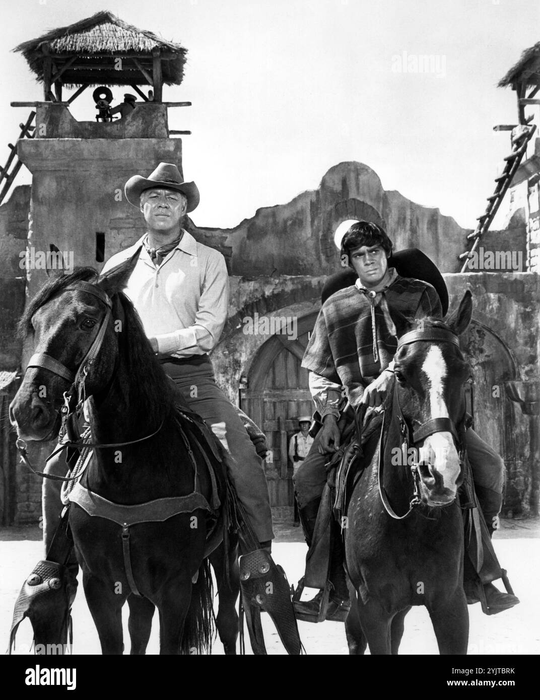 George Kennedy, Reni Santoni, on-set of the western film, "Guns Of The ...