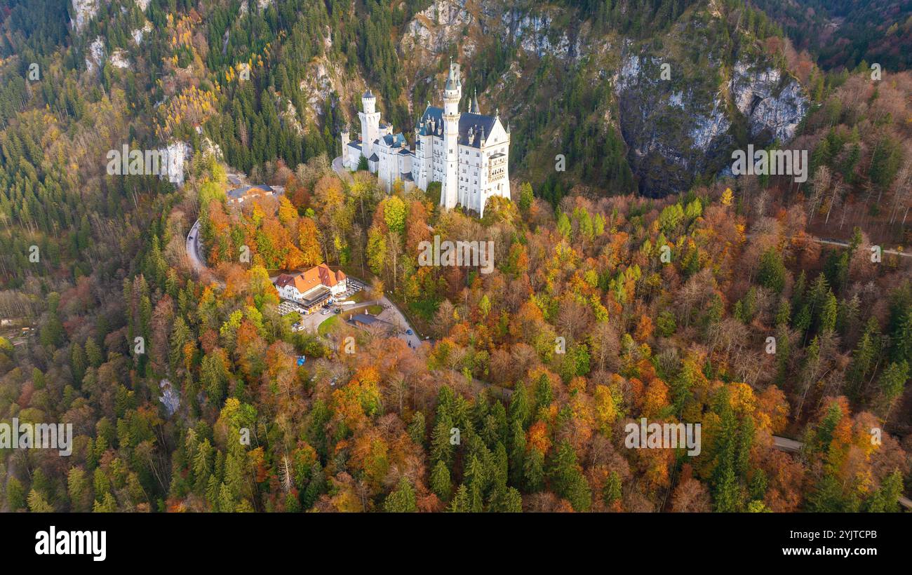 Aerial Castle Neuschwanstein Fall Colors and Surrounds Stock Photo - Alamy