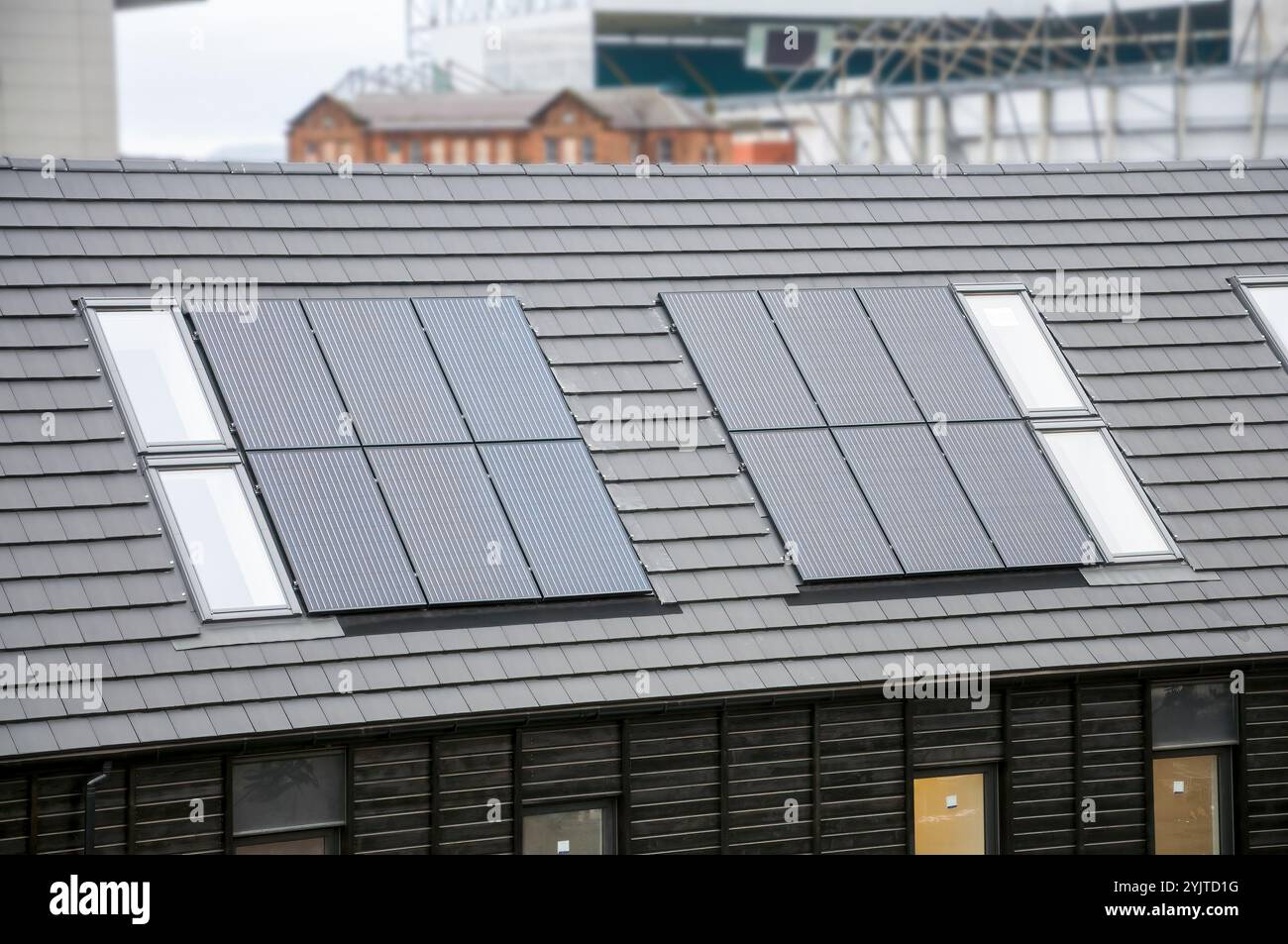 solar panels on new roof, modern housing development,glasgow,scotland ...